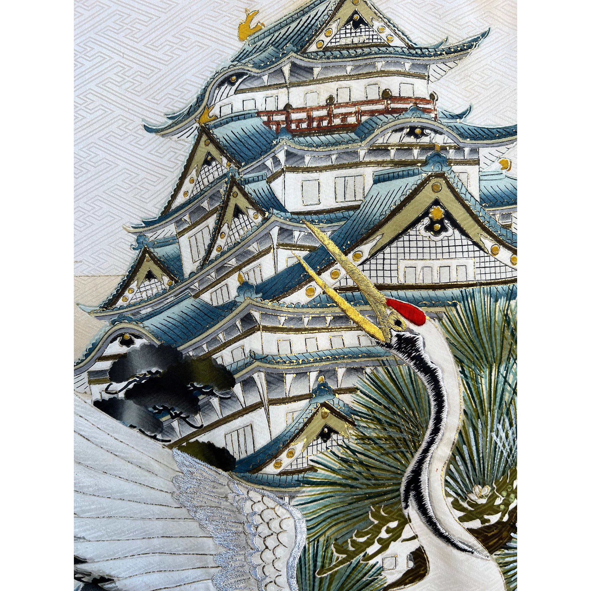 2pc boys formal kimono and juban set with crane and pine motifs | BORO BORO