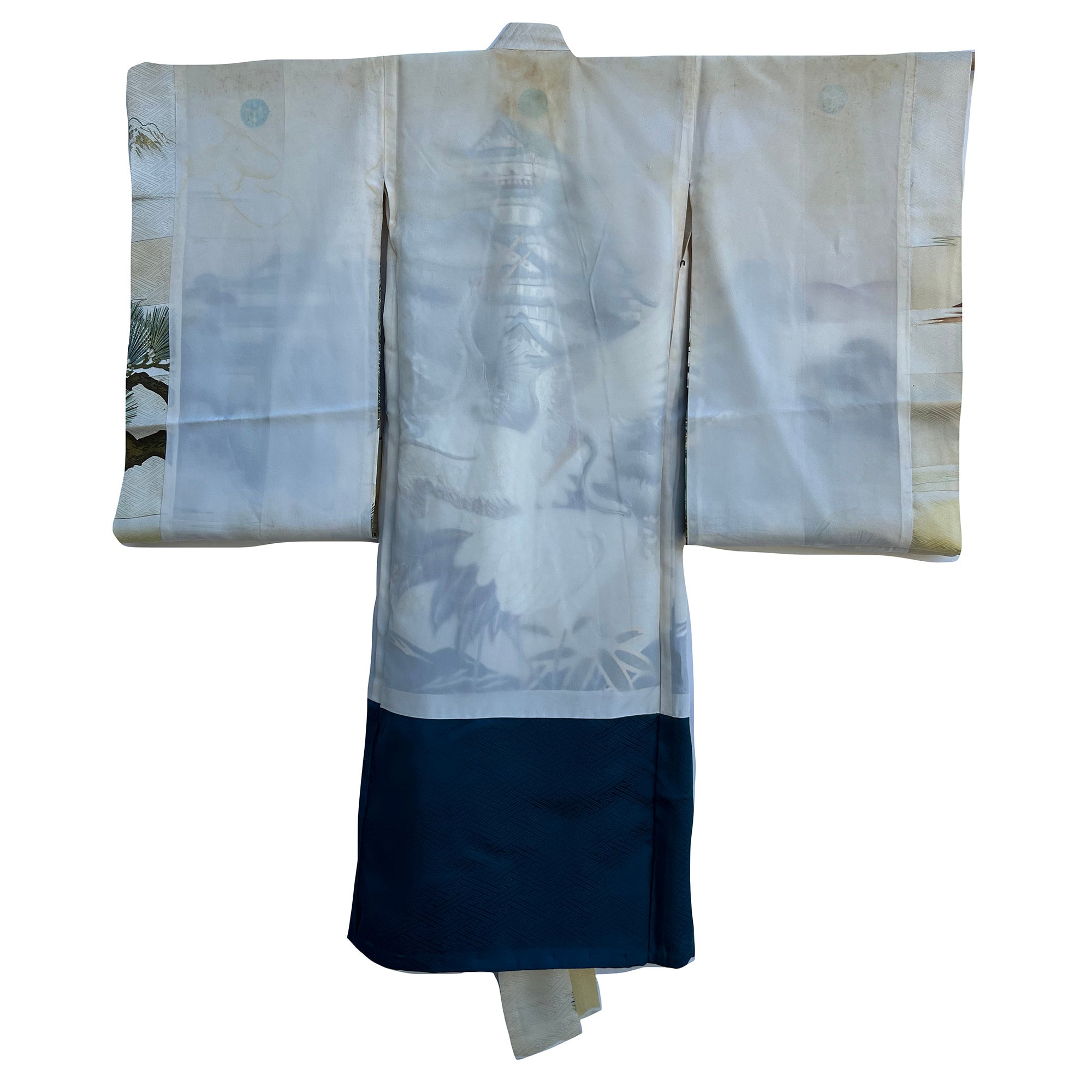 2pc boys formal kimono and juban set with crane and pine motifs | BORO BORO