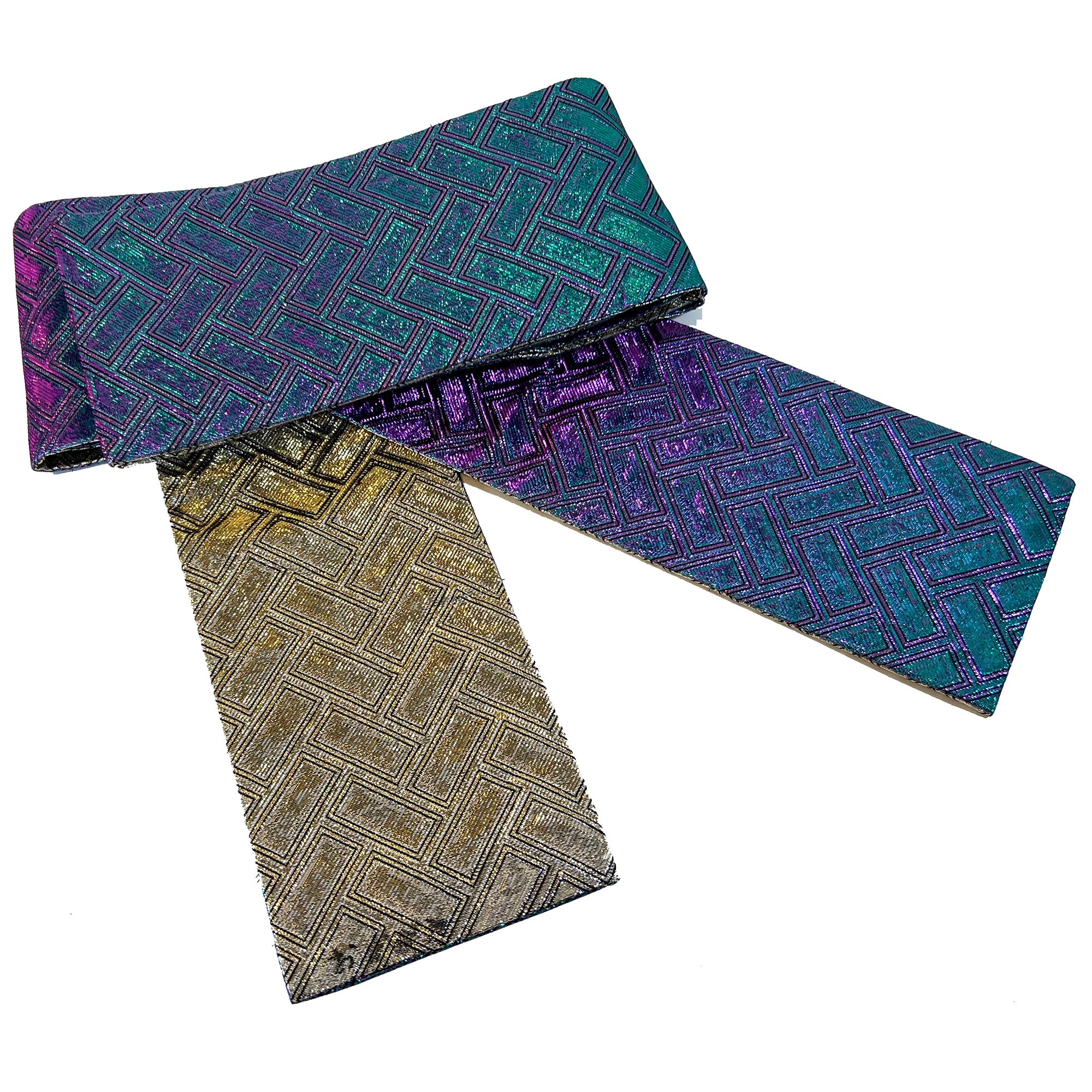 Metallic ombre odori obi with basketweave texture | BORO BORO
